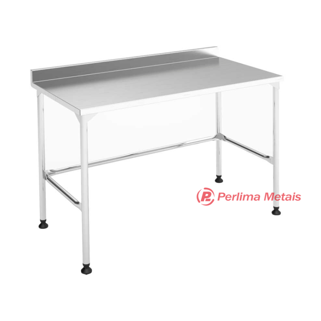 Mesa Inox Tampo liso com Respaldo - Perlima Metais Perfurados