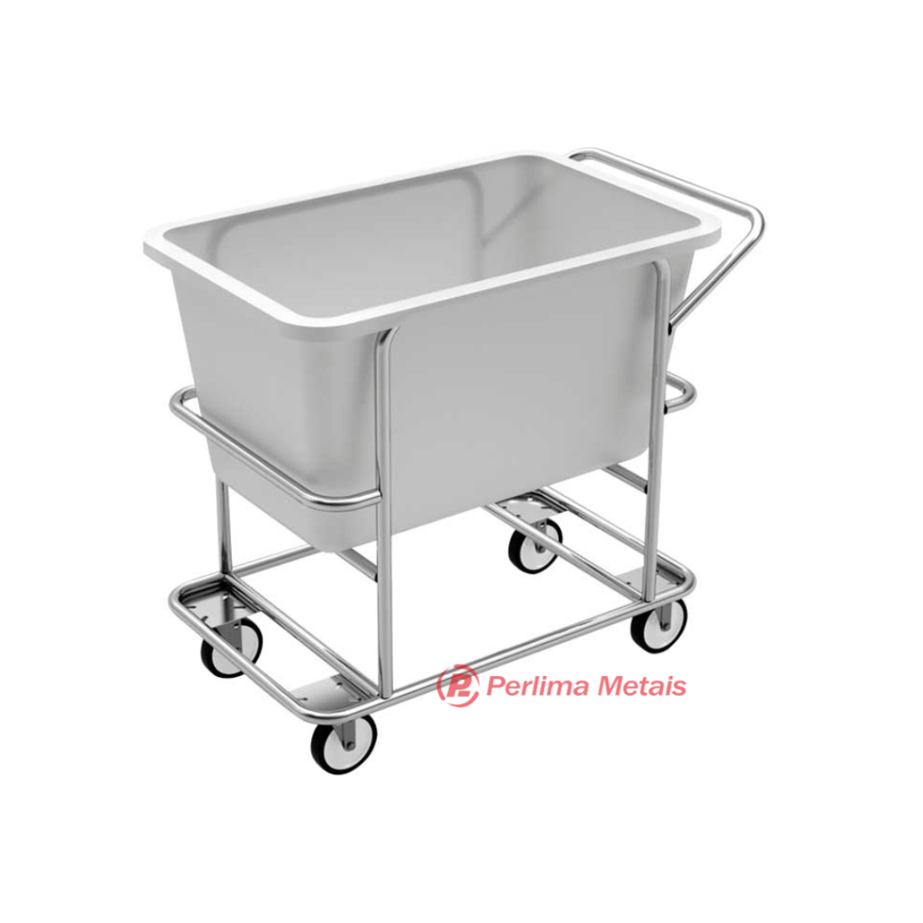 Carro Estrutura com Cuba em Aço Inox 180L - Perlima Metais Perfurados